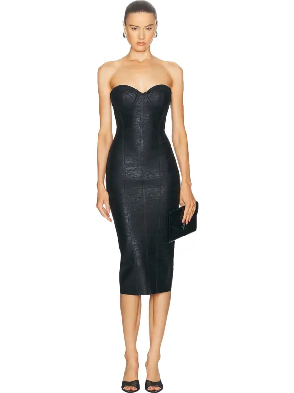Retrofete Charlize Bustier Dress - Coated Black