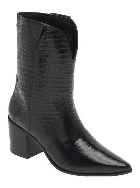 Kaanas Ver Croc-embossed Western Boots - Black