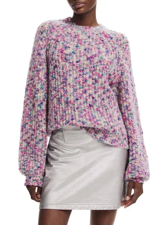 Desigual Birmingham Marled Blouson Sweater - Pink Mix