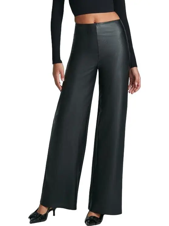 Commando Wide Leg Faux Leather Pants - Black