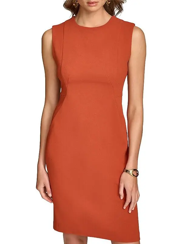 Donna Karan New York Jewel Neck Sleeveless Dress - Burnt Orange