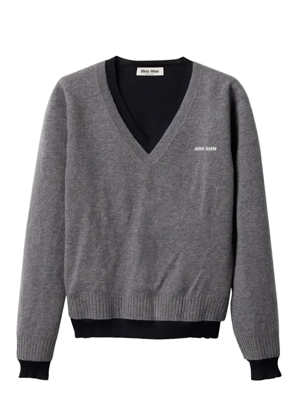 Miu Miu Layered Oversized Cashmere Sweater - Grigioblu
