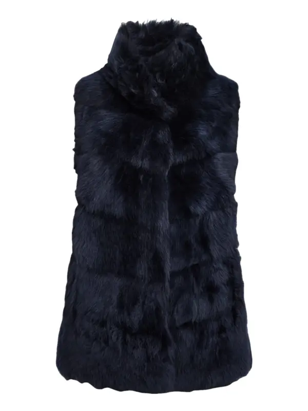Gorski Reversible Shearling Vest - Navy
