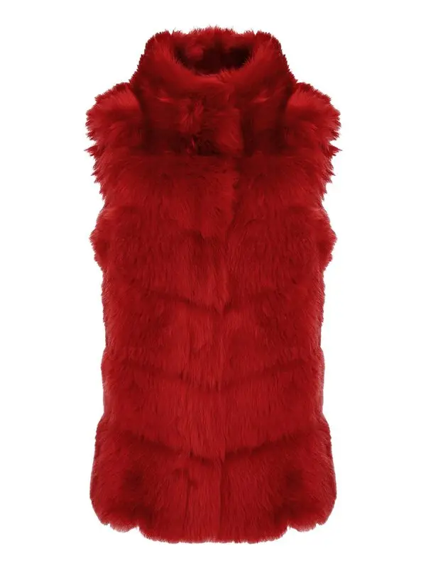 Gorski Reversible Shearling Vest - Red