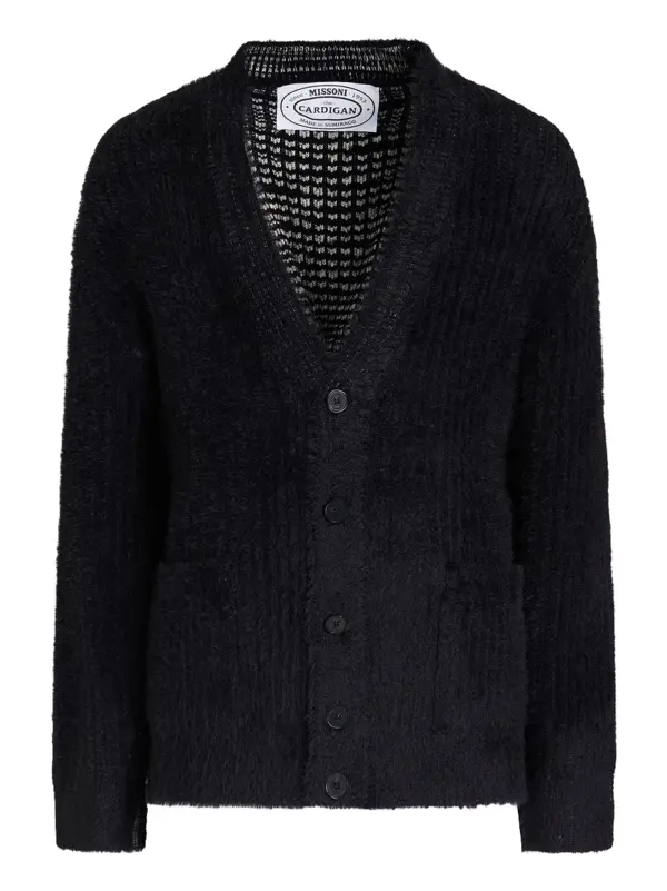 Missoni Brushed Ribbed-knit Cardigan - Black