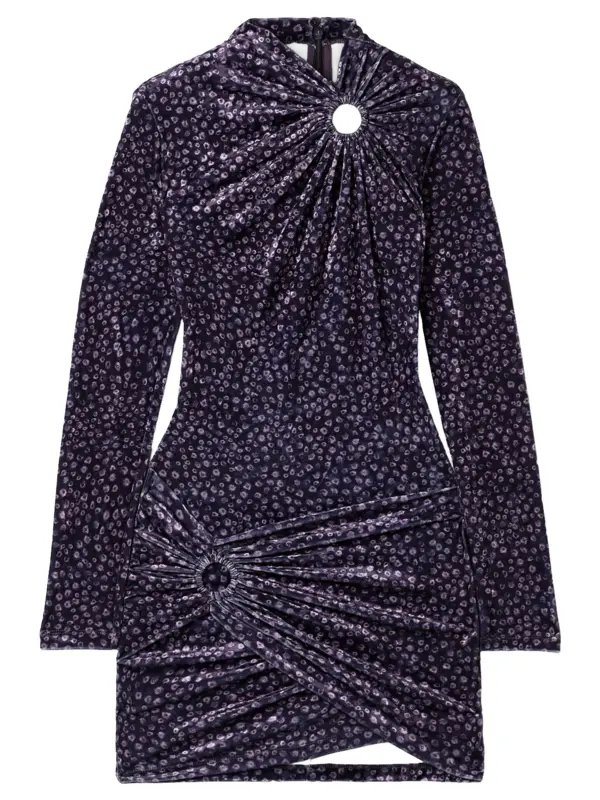 MARANT ETOILE Havana Draped Floral-print Velvet Mini Dress - Purple