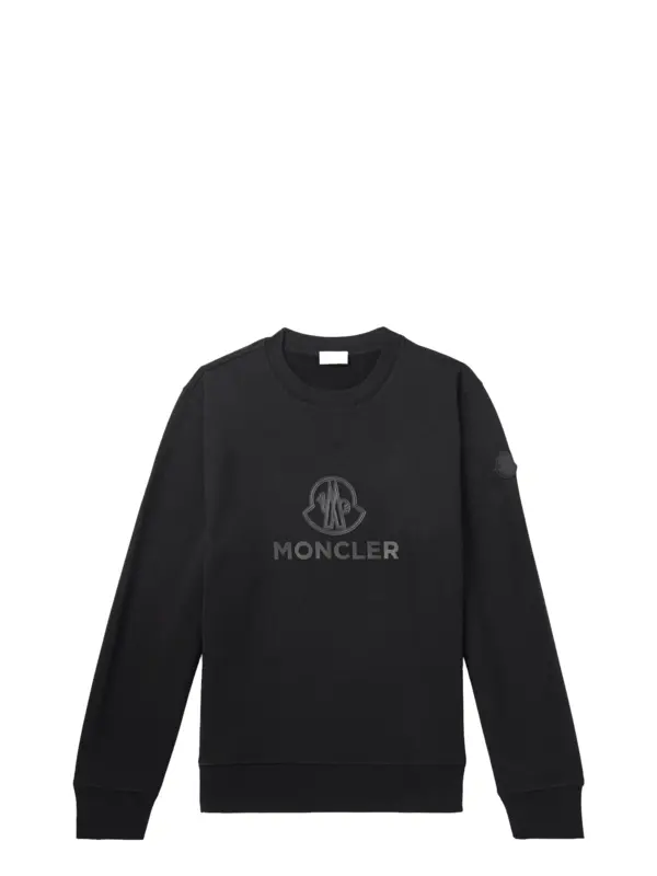 Moncler Logo-appliquéd Cotton And Cashmere-blend Sweatshirt - Black