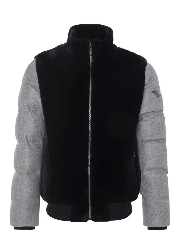 Gorski Mixed-media Quilted Bomber Jacket - Black/gray