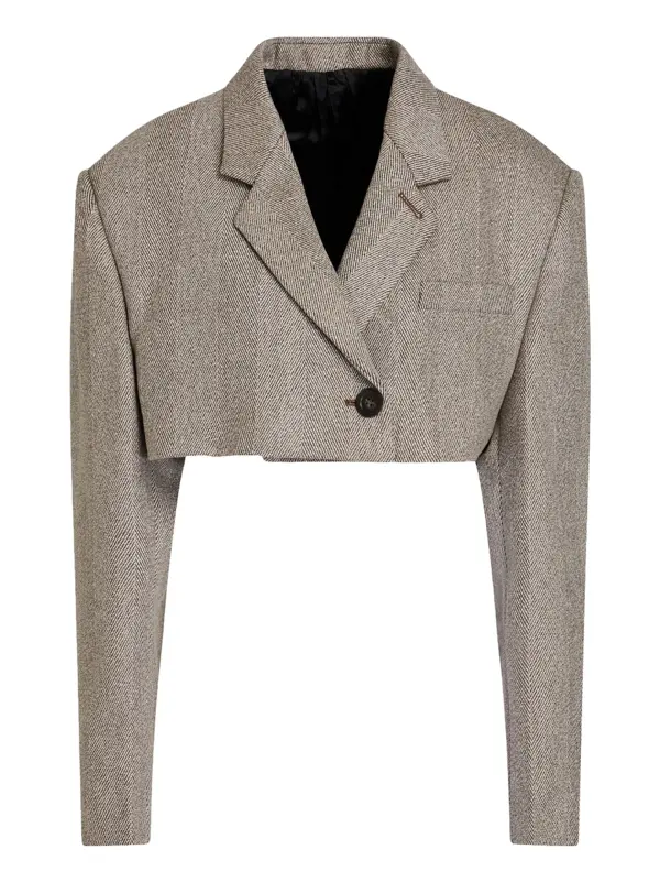 PETER DO Cropped Herringbone Blazer - Brown