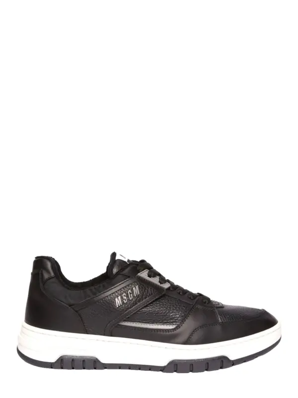 MSGM Panelled Leather Sneakers - Black