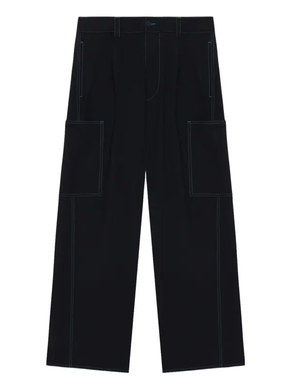 Sunnei Contrast-stitching Wide-leg Trousers - Blue