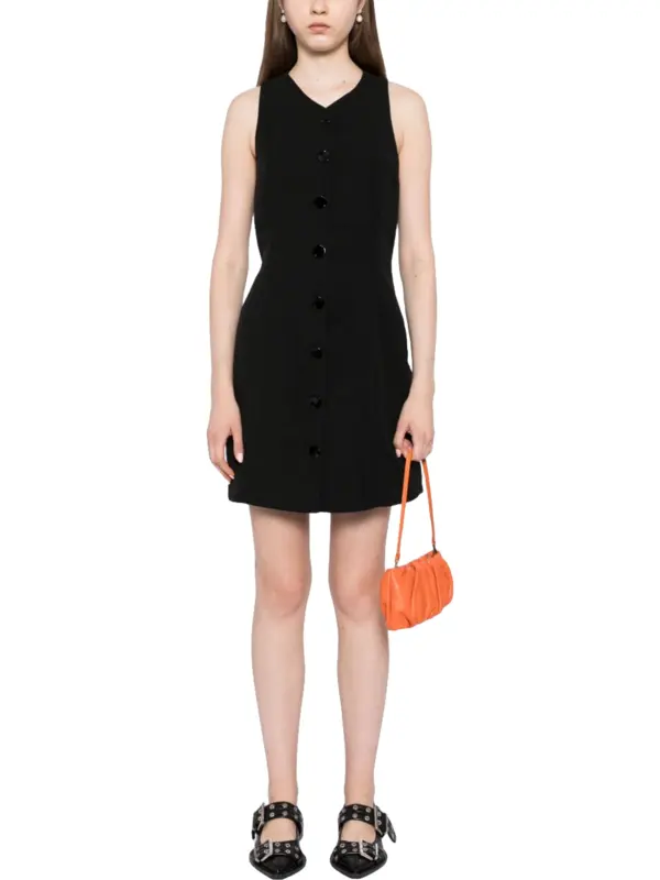 GANNI Light Twill Suiting Mini Dress - Black