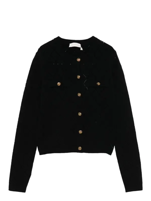 Zimmermann Illustration Pointelle Cardigan - Black