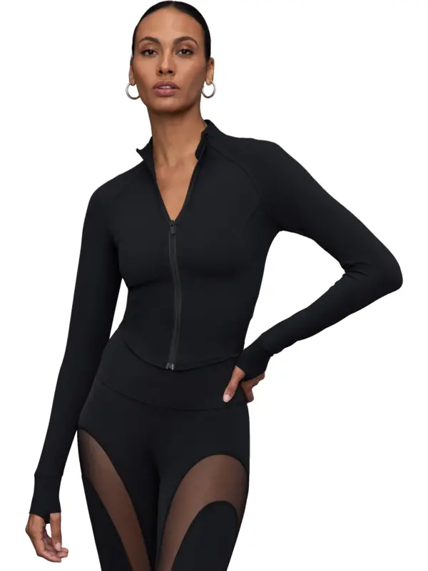 Carbon38 Mock Neck Corset Zip Top - Black