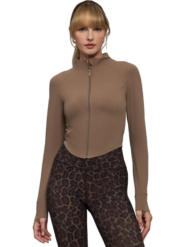 Carbon38 Mock Neck Corset Zip Top - Caribou