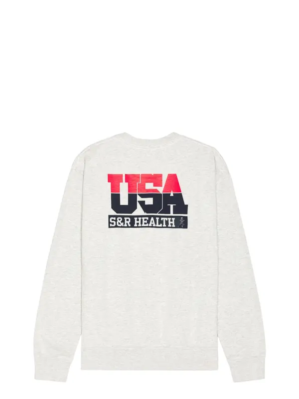 SPORTY & RICH Team Usa Crewneck - Heather Grey