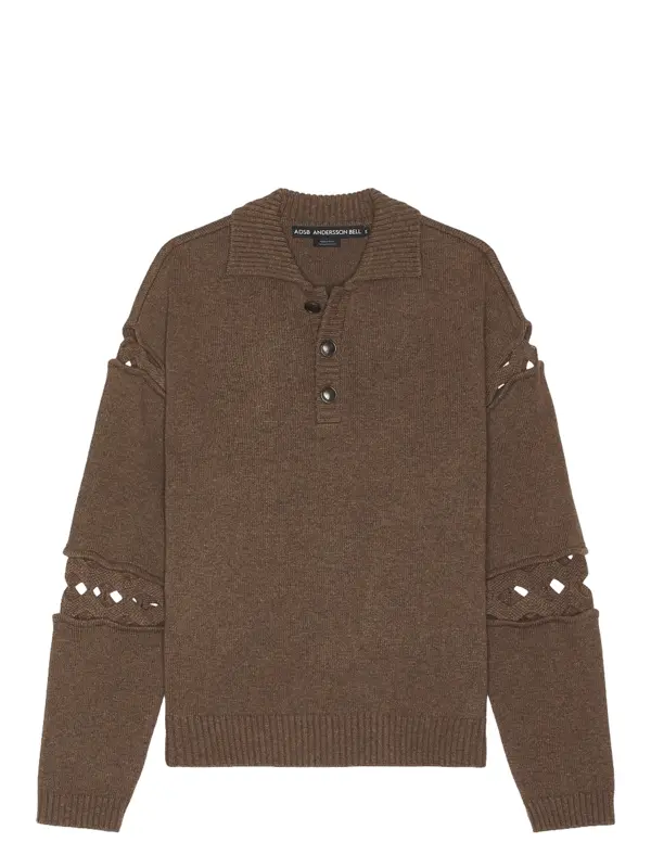 Andersson Bell Cut Out Polo Sweater - Brown