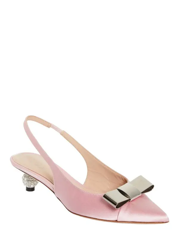 Giambattista Valli Crystal Ball Bow Slingback Pumps - Rose/silver