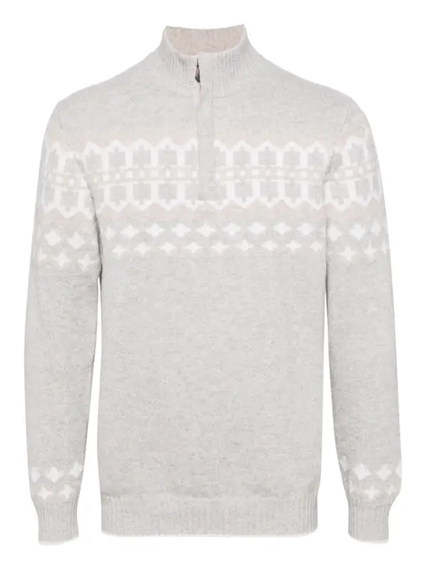 N.peal Jacquard Cashmere Jumper - Grey
