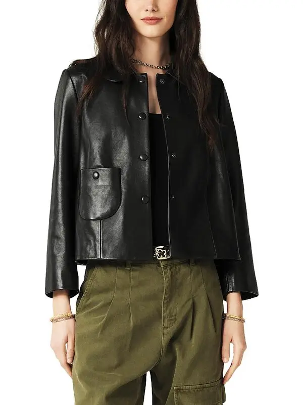 Ba&sh Mylos Leather Jacket - Black Leather