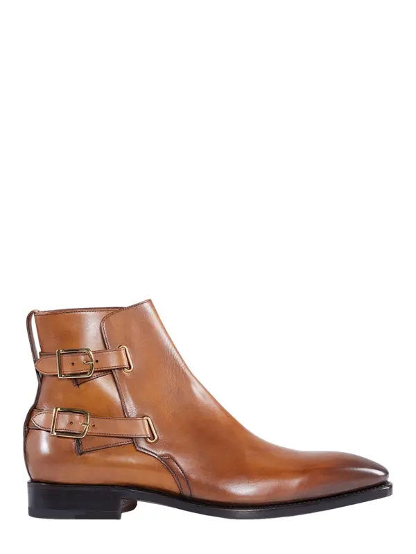 PAUL STUART Simon Double-buckle Ankle Boots - Tan