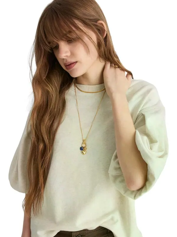 Madewell Puff-sleeve Sweatshirt Tee - Hthr Natural