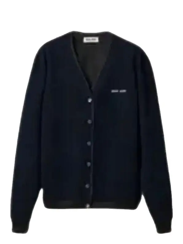 Miu Miu Silk And Cashmere Cardigan - Blue/dark Grey