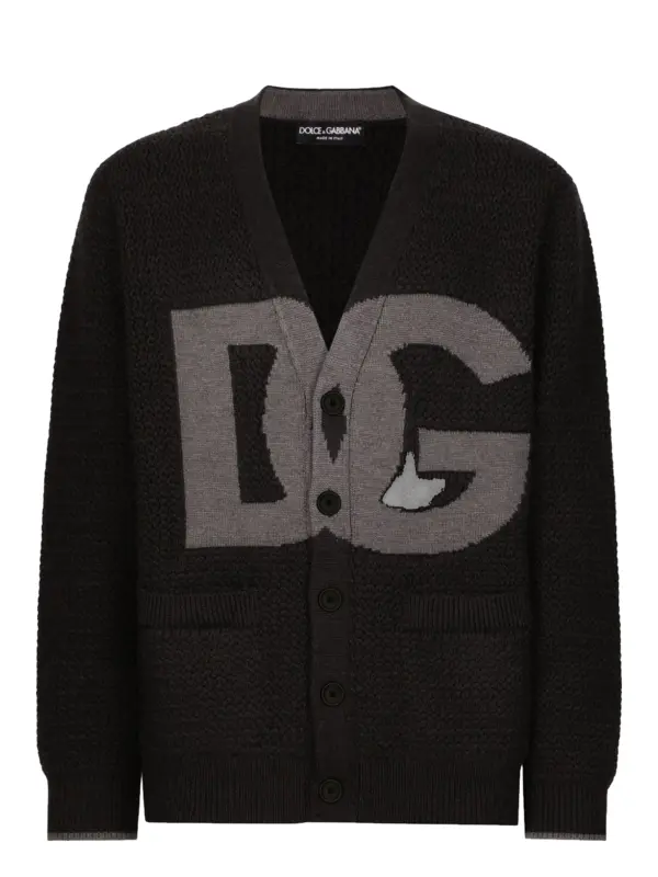 Dolce & Gabbana Hand-knit Wool Cardigan - N1254 Very Dark Grey 3