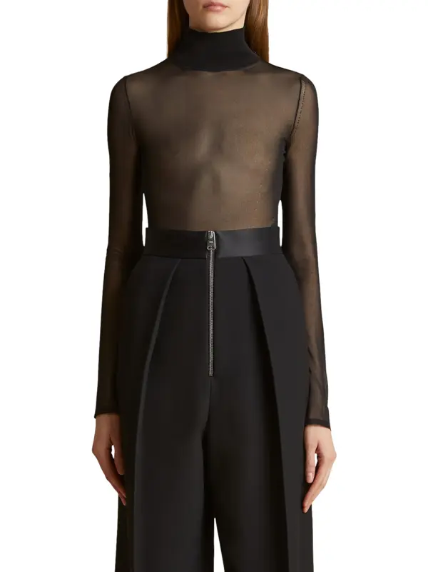 Khaite Tallin Sheer Mesh Bodysuit - Black
