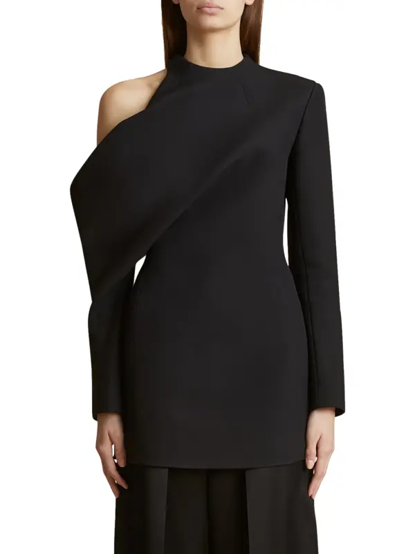 Khaite Tristan Draped Cold-shoulder Top - Black