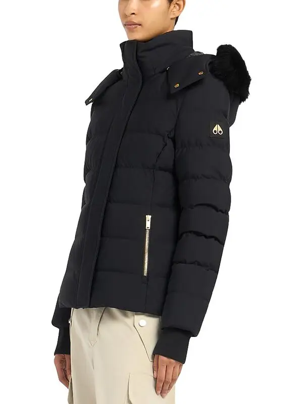 Moose Knuckles Betta Puffer Jacket With Shearling Trim - Black / Black Shearling