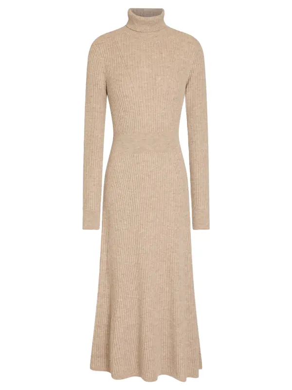 Derek Lam 10 Crosby Ribbed Mélange Wool Midi Dress - Beige