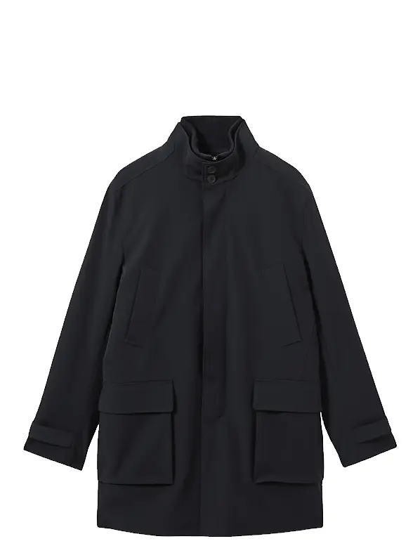 REISS Woven Hybrid Coat With Funnel Neck - Navy