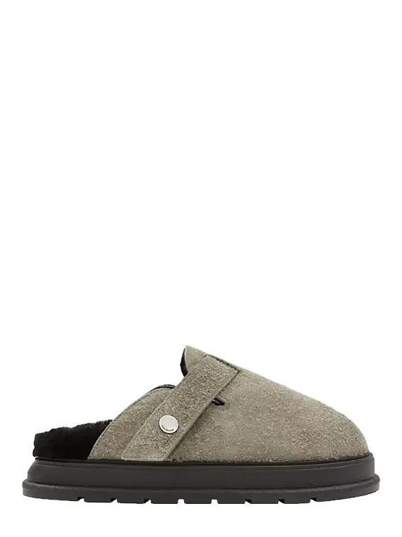 COLE BUXTON Shearling-lined Suede Mules - Grey
