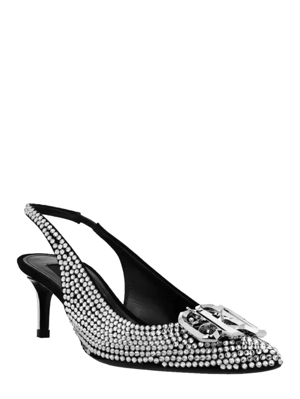 Philipp Plein 50mm Gothic Plein Slingback Pumps - Black