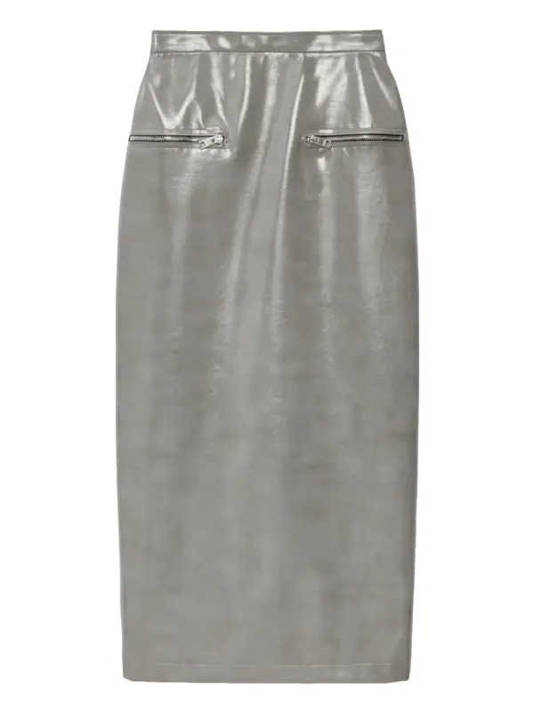 MSGM Patent Midi Skirt - Grey