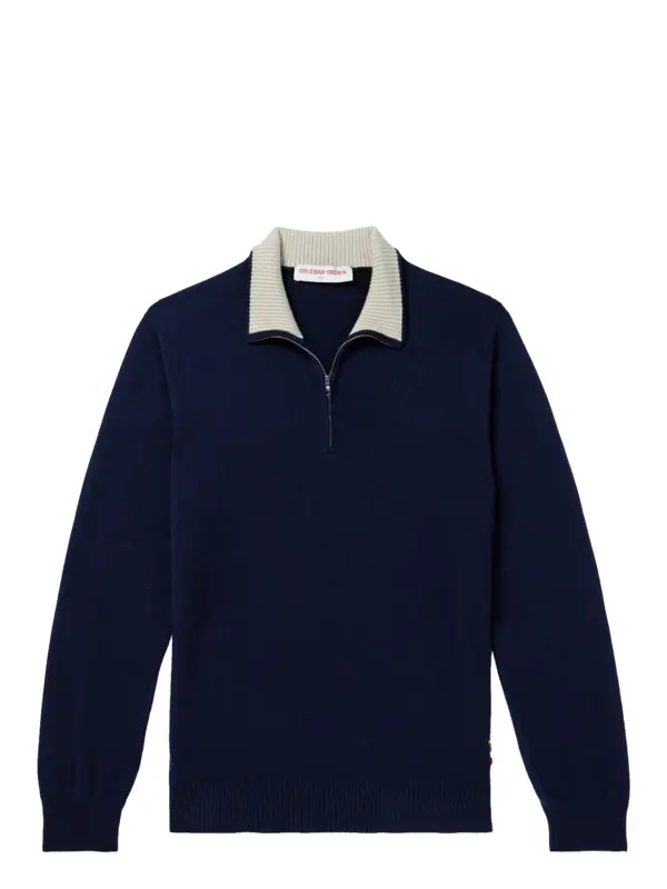 Orlebar Brown Hoyt Cashmere Half-zip Sweater - Blue