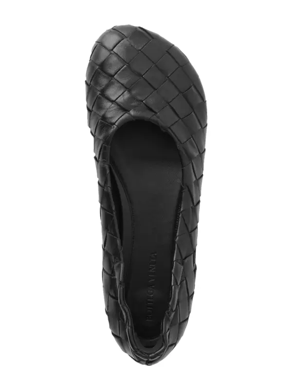 Bottega Veneta Atomic Intrecciato Leather Ballet Flats - Black