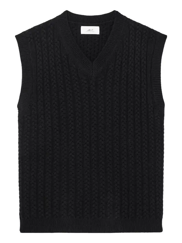 Mr P. Cable-knit Wool Sweater Vest - Black