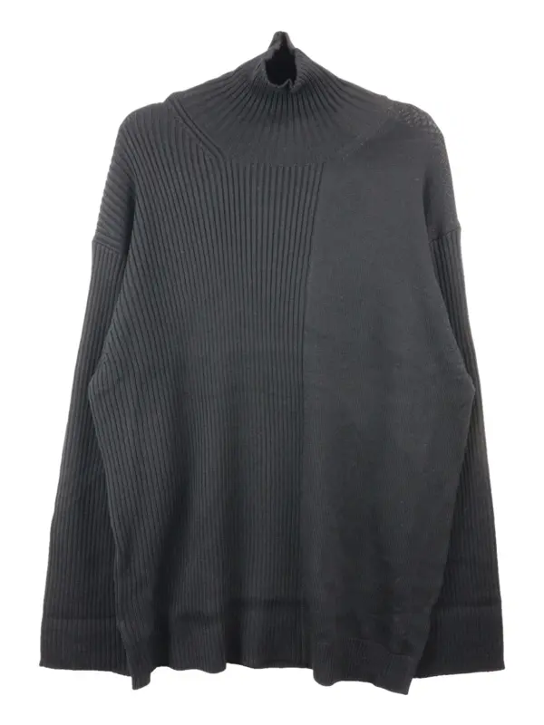 Yohji Yamamoto Contrast-rib Wool Jumper - Black