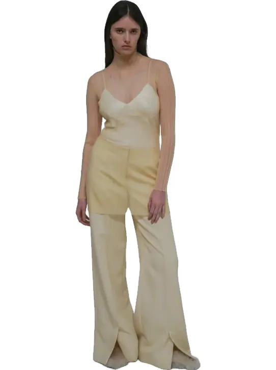 Rosetta Getty Sheer Plisse Turtleneck - White