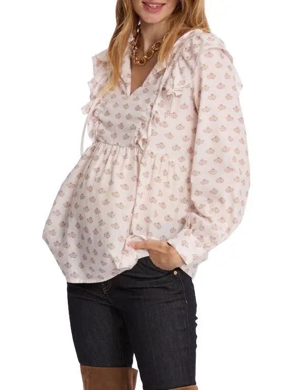 CACHE COEUR Nelly Ruffle Maternity/nursing Top - Ivory
