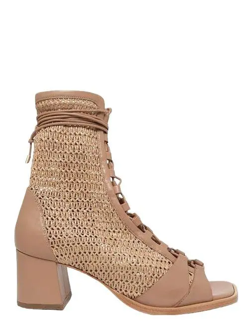 DANIELLA SHEVEL Frida Raffia Ankle Boots - Brown