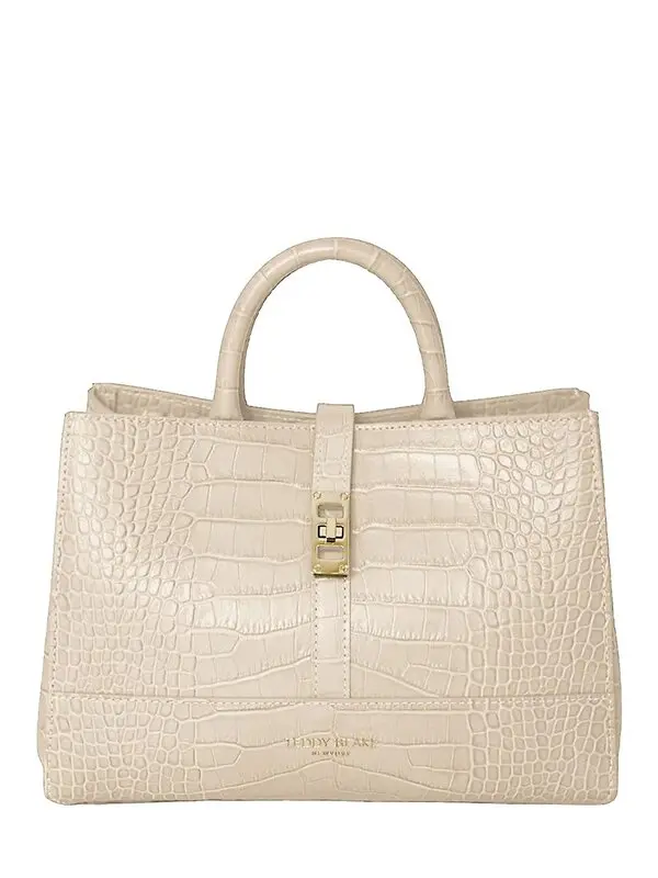 TEDDY BLAKE Lola Croco 10 Handbag - Ivory