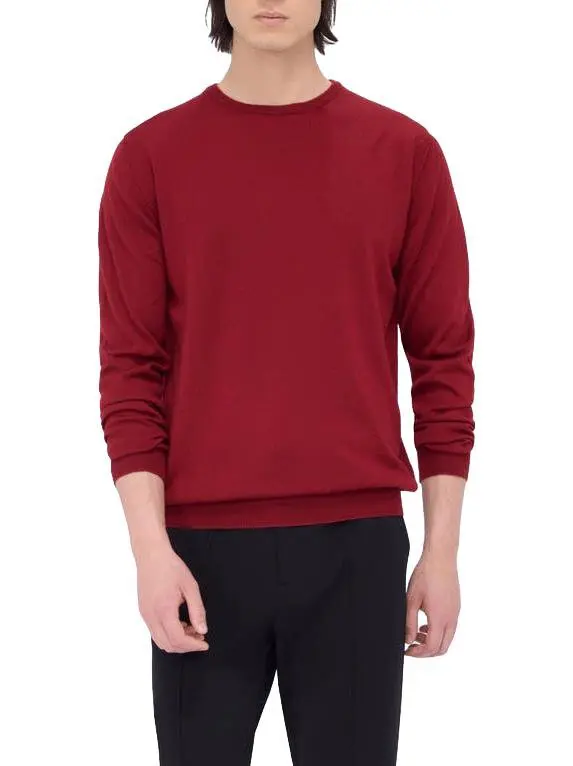 Bugatchi Scott Crewneck Merino Wool Sweater - Ruby