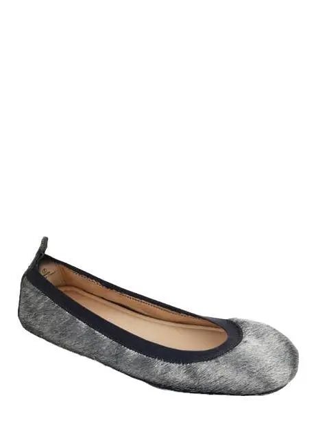 Yosi Samra Samara Calf Hair Ballet Flat - Silver Calf Hair