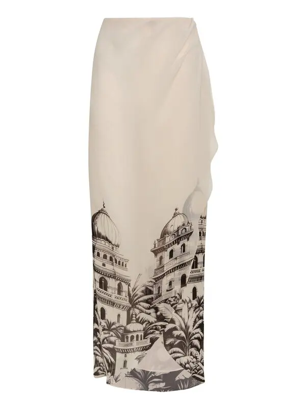 ANDRES OTALORA Haveli Printed Maxi Skirt - Black,white