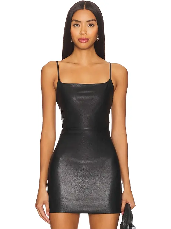 Commando Faux Leather Cami Crop Top - Black