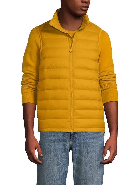 LANDS' END Wanderweight Ultralight Packable Down Vest - Dijon Gold