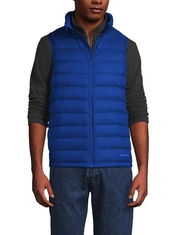 LANDS' END Wanderweight Ultralight Packable Down Vest - Nautical Blue